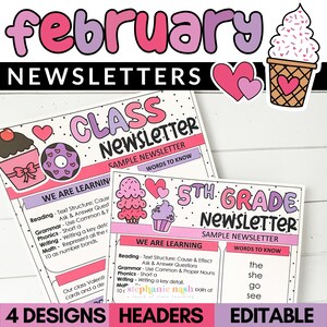 February Newsletters | Valentines Day Newsletter | February Newsletter ...