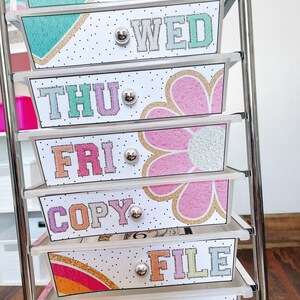 Groovy Classroom Decor | 10 Drawer Cart Labels - Etsy