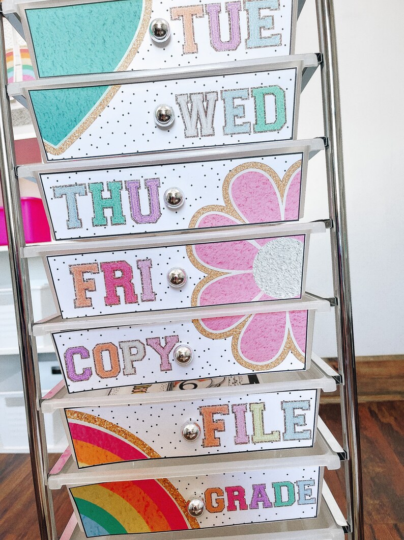Groovy Classroom Decor 10 Drawer Cart Labels - Etsy