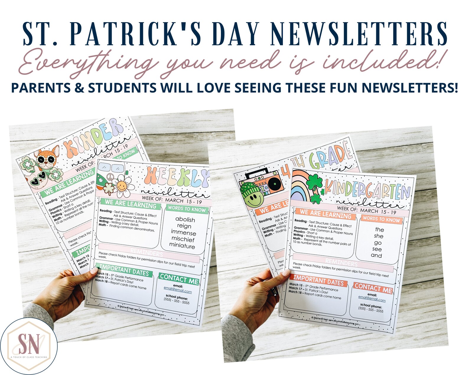 St. Patrick's Day Newsletters | March Classroom Newsletter Templates - Etsy