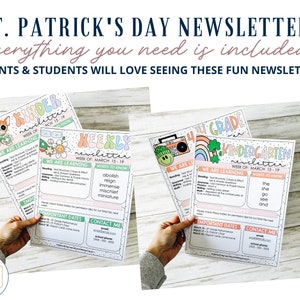 St. Patrick's Day Newsletters | March Classroom Newsletter Templates - Etsy