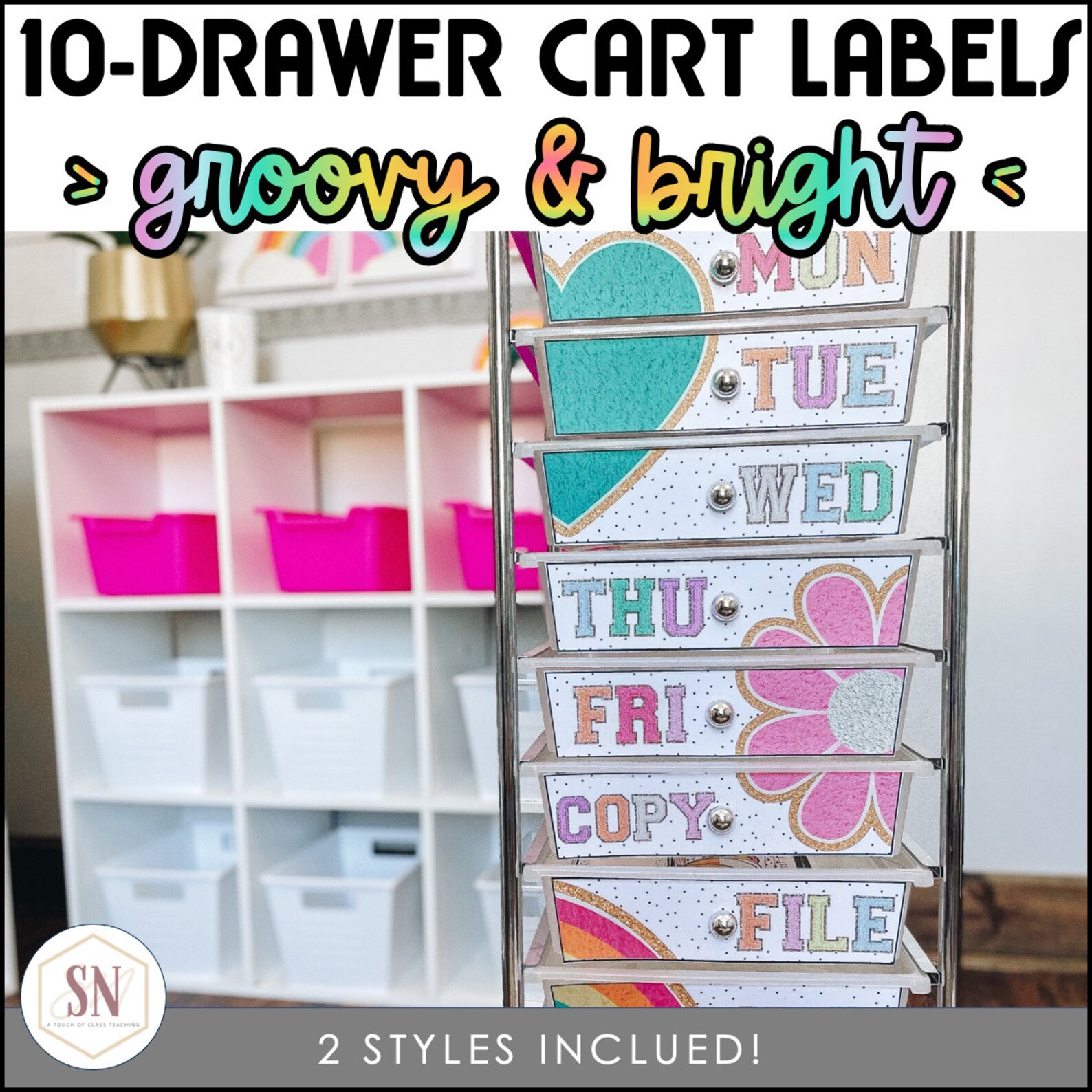 Groovy Classroom Decor 10 Drawer Cart Labels - Etsy