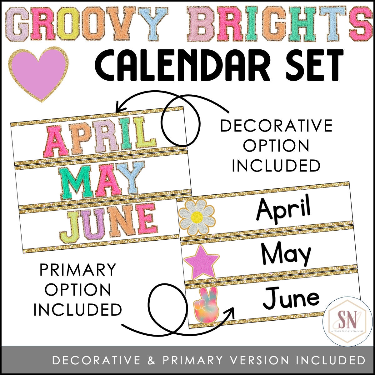 Groovy Classroom Decor | Calendar Set & 100 Days of School Chart - Etsy
