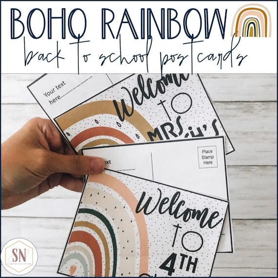 Boho Rainbow Class Postcards - Etsy