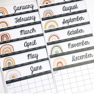 Boho Rainbow Binder Covers, Helpful Forms & Calendar - Etsy