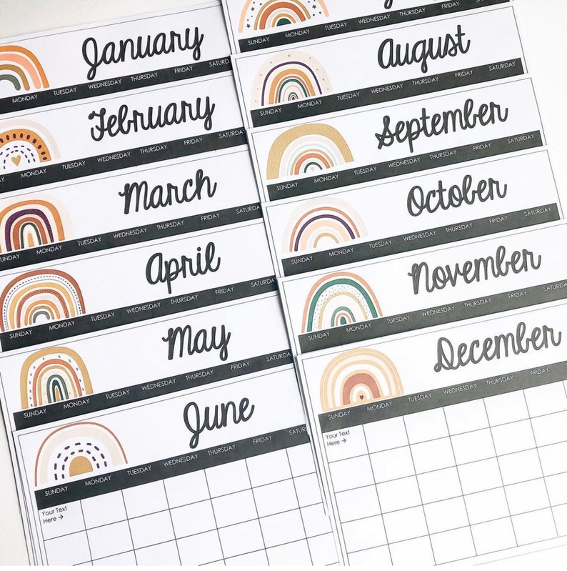 Boho Rainbow Binder Covers Helpful Forms & Calendar - Etsy