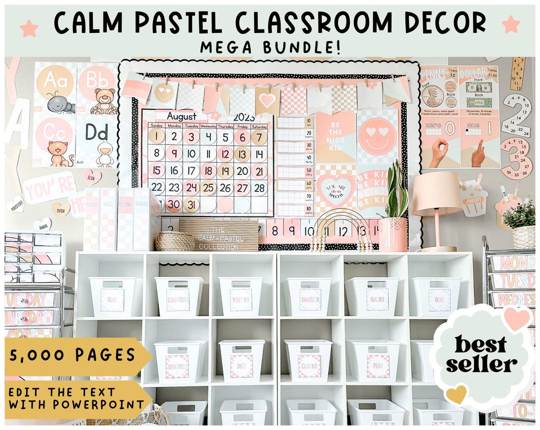 Calm Pastel Classroom Decor Bundle Editable | Ultimate Mega Classroom ...