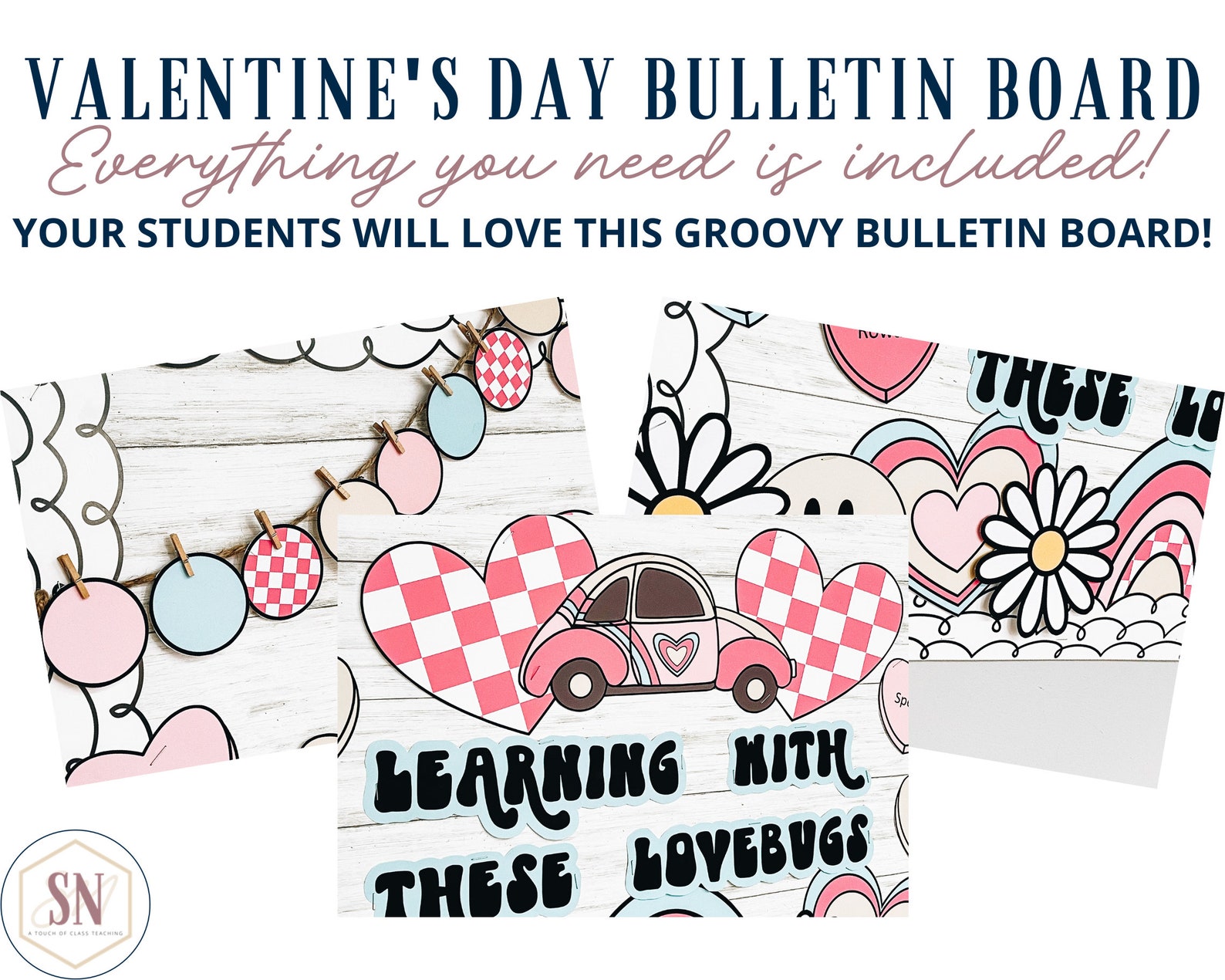 Groovy Valentine's Day Bulletin Board Retro February - Etsy