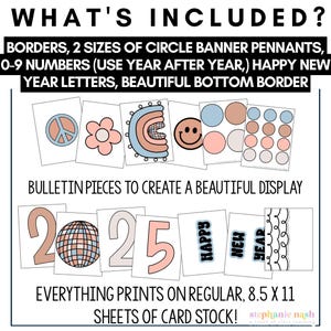 New Years Bulletin Board Kit in Muted Colors | January Bulletin Board ...