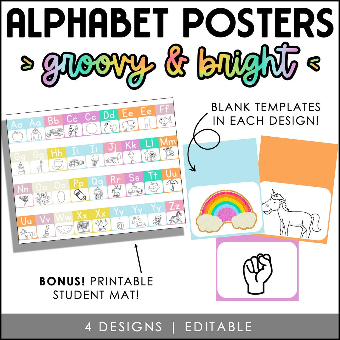 Groovy Classroom Decor Alphabet Posters - Etsy
