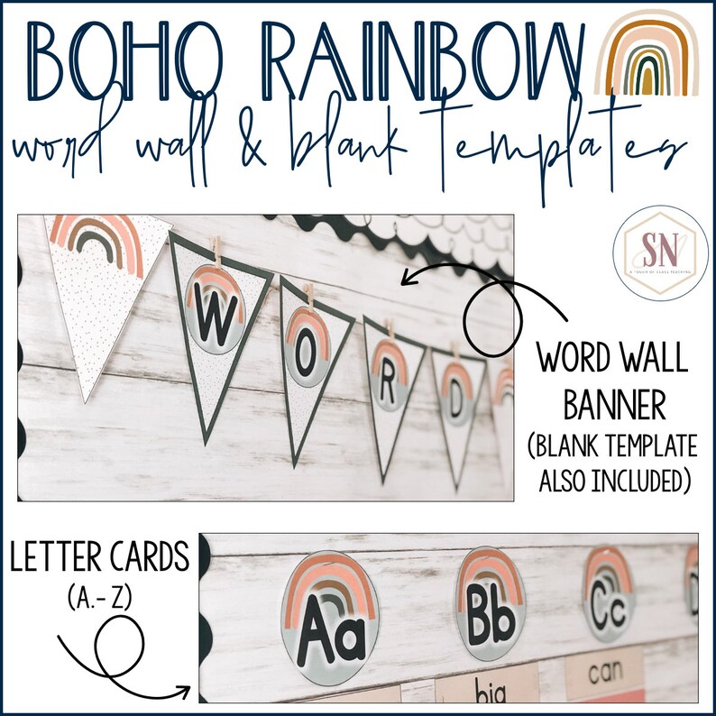 Boho Rainbow Word Wall Kit - Etsy