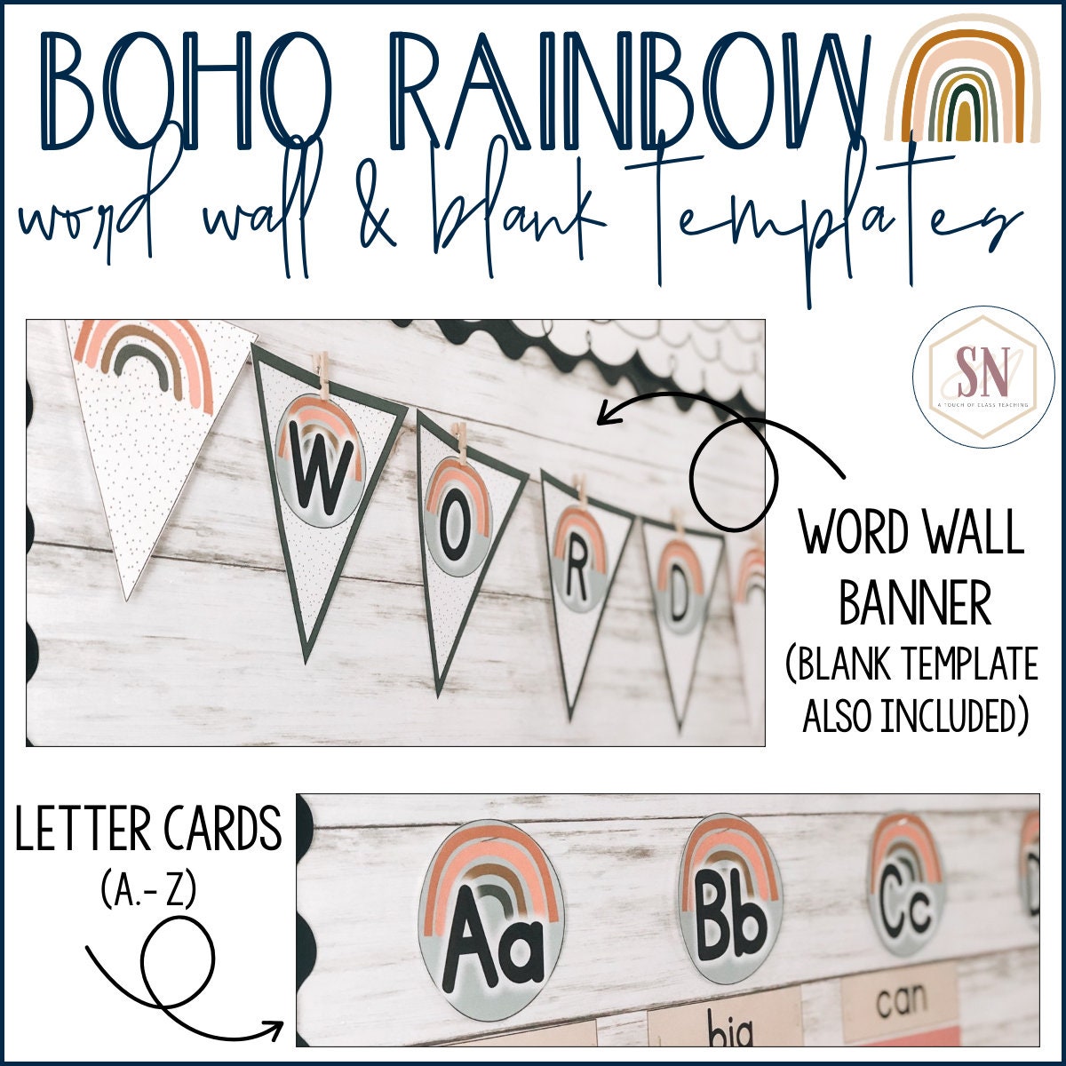 Boho Rainbow Word Wall Kit - Etsy