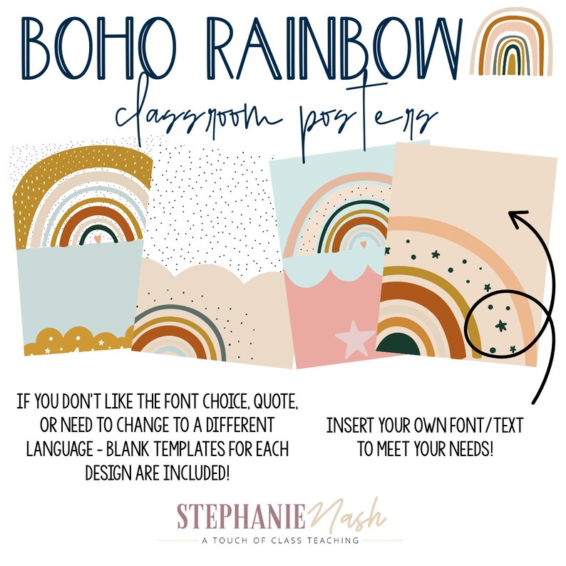 Boho Rainbow Classroom Posters - Etsy