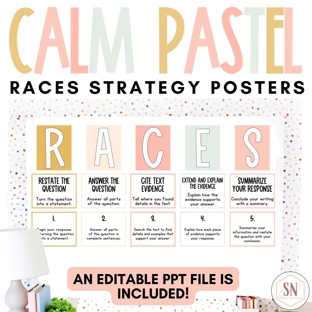 Calm Pastel Classroom Decor | RACES Posters | Editable | *NEW - Etsy