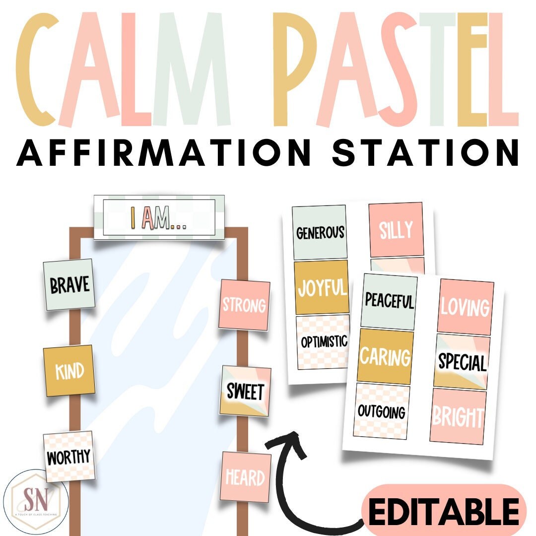 Calm Pastel Classroom Decor | Affirmation Station | Editable | *NEW - Etsy