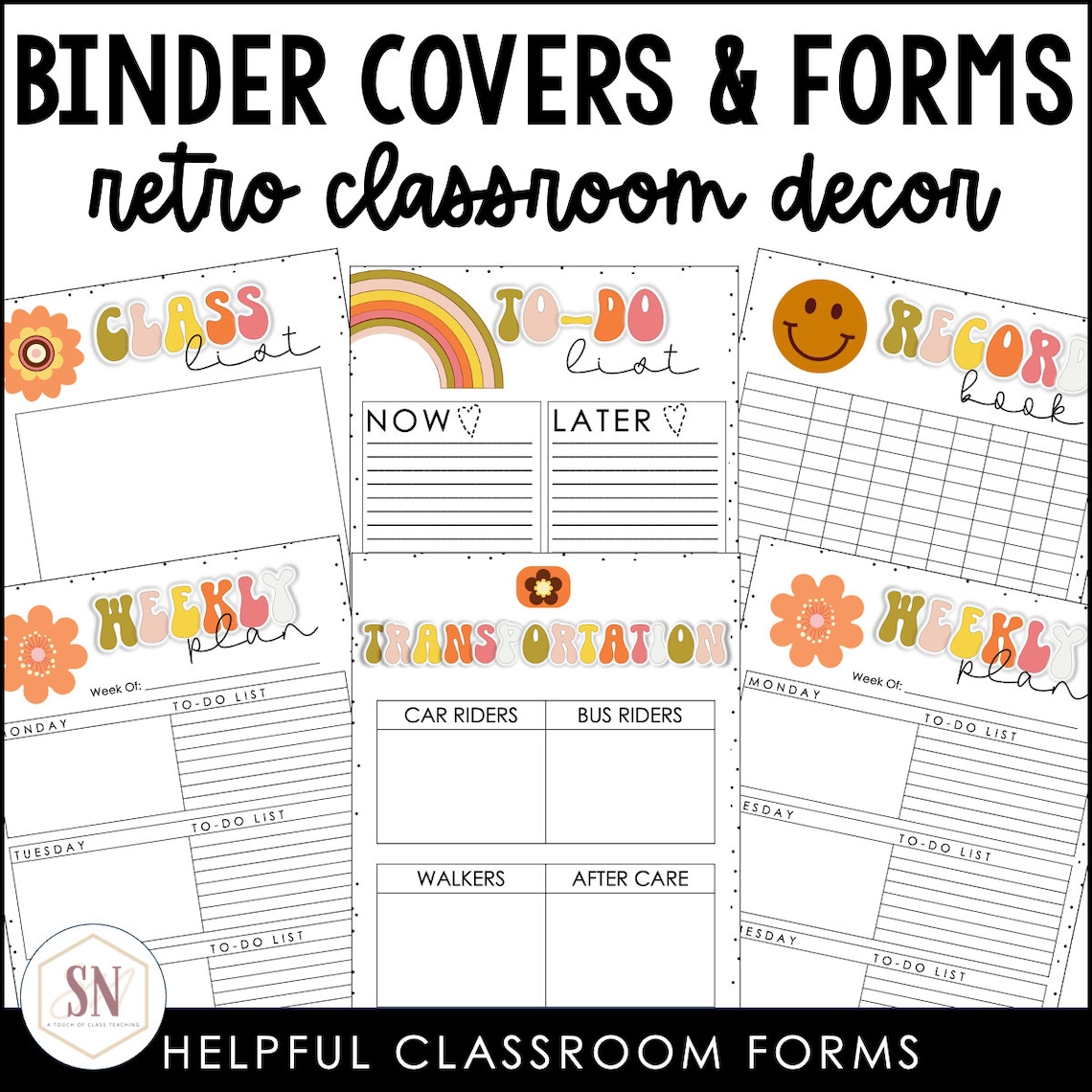 Retro Classroom Decor | Binder Covers, Calendars, & Classroom Forms - Etsy