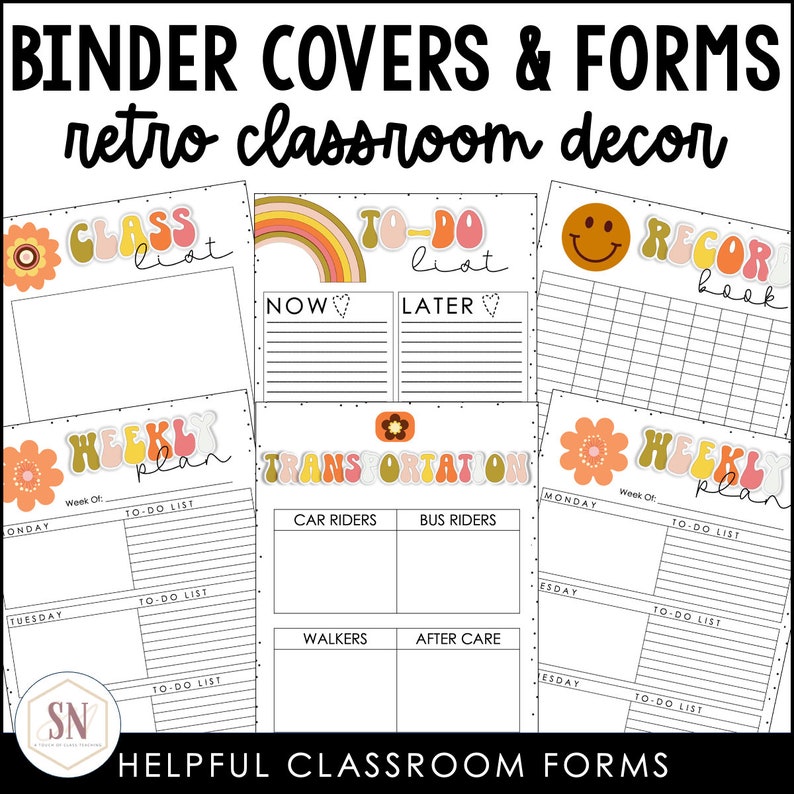 Retro Classroom Decor Binder Covers Calendars & Classroom - Etsy
