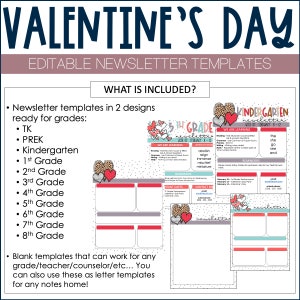 Valentines Day Newsletter Templates - Etsy