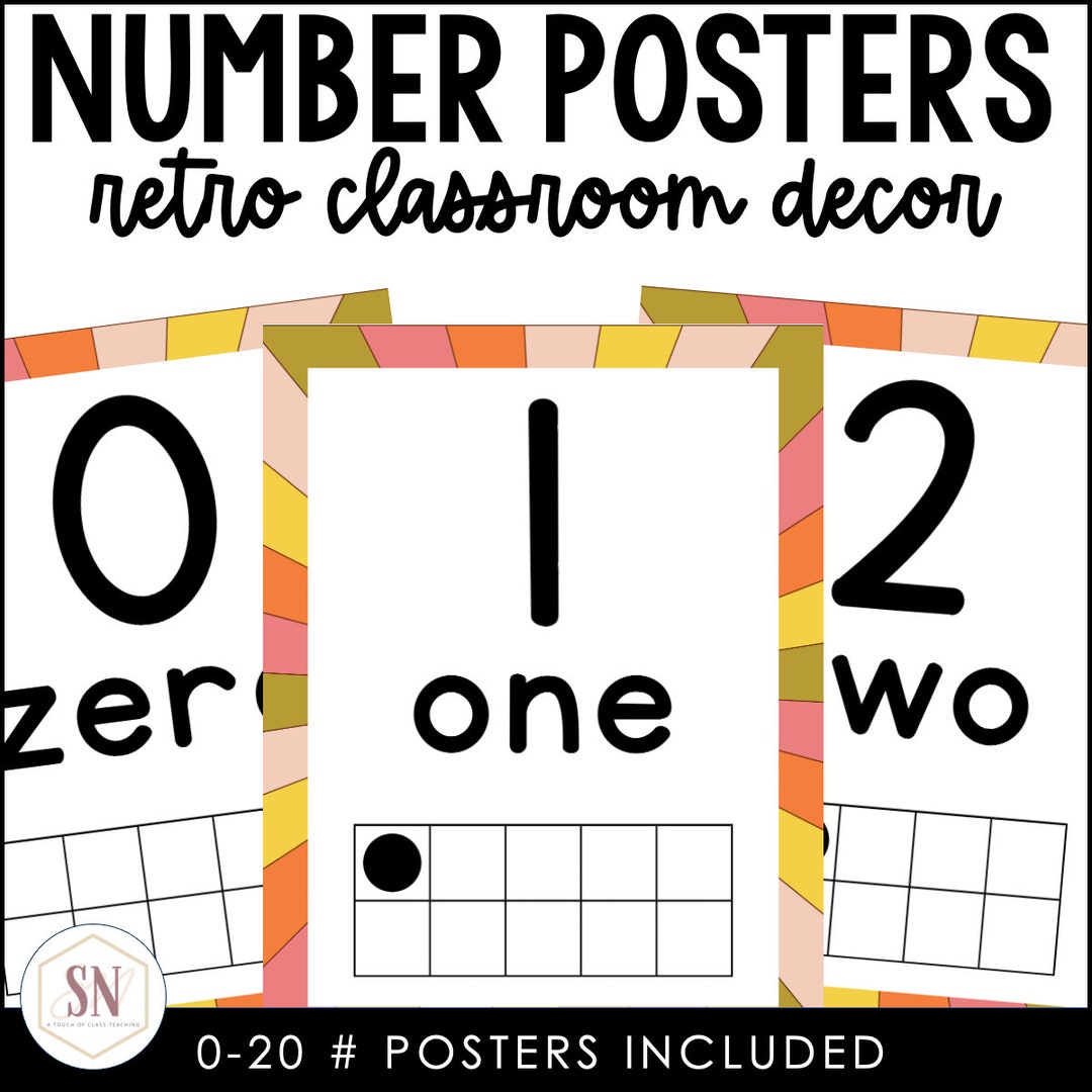 Retro Classroom Decor | Number Posters - Etsy