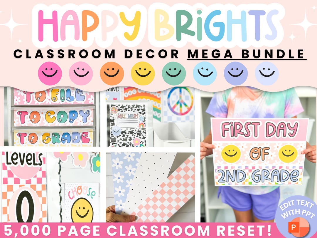 Bright Classroom Decor Bundle | Retro Classroom Decor | Groovy ...