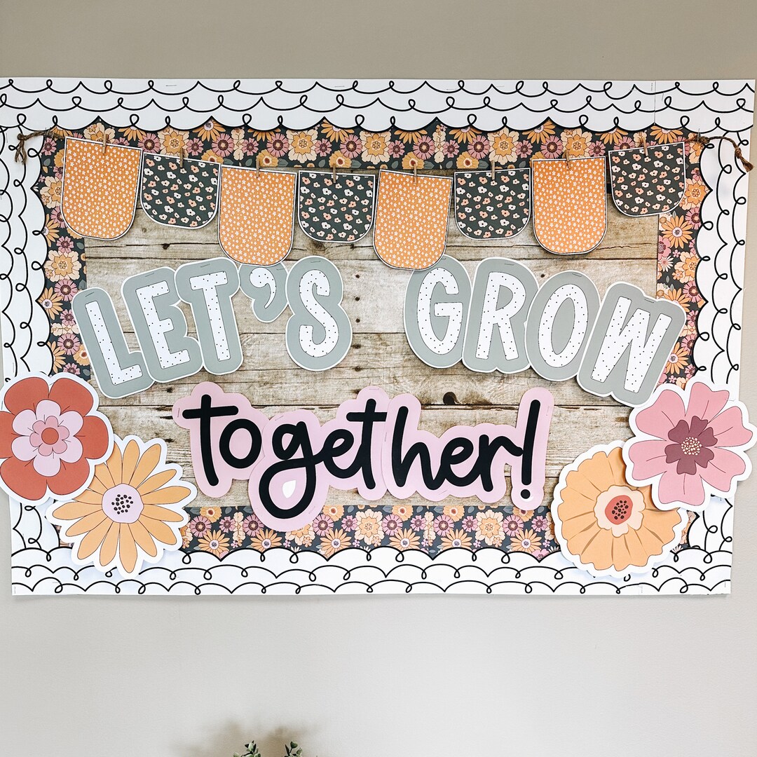 Fall Bulletin Board | Retro Flowers Bulletin Board - Etsy
