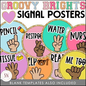 Groovy Classroom Decor | Hand Signal Posters - Etsy
