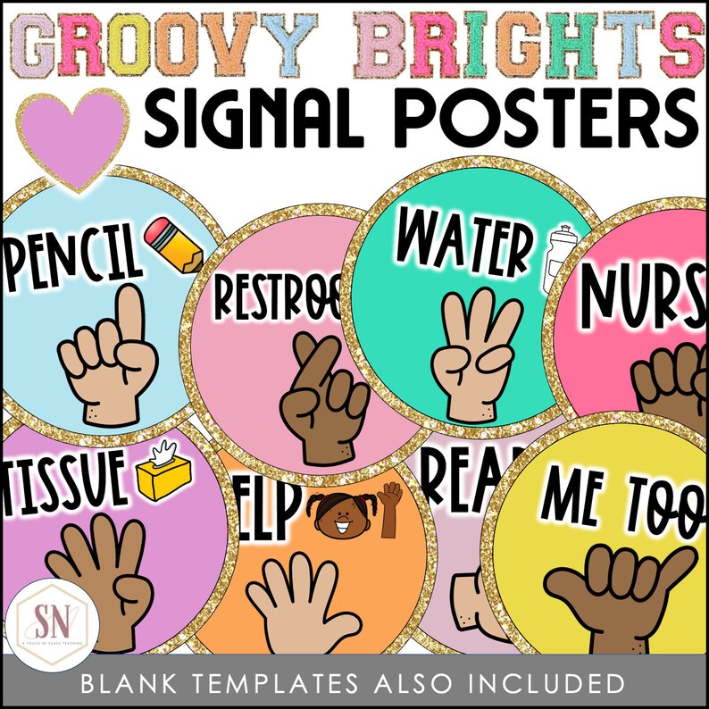 Groovy Classroom Decor Hand Signal Posters - Etsy