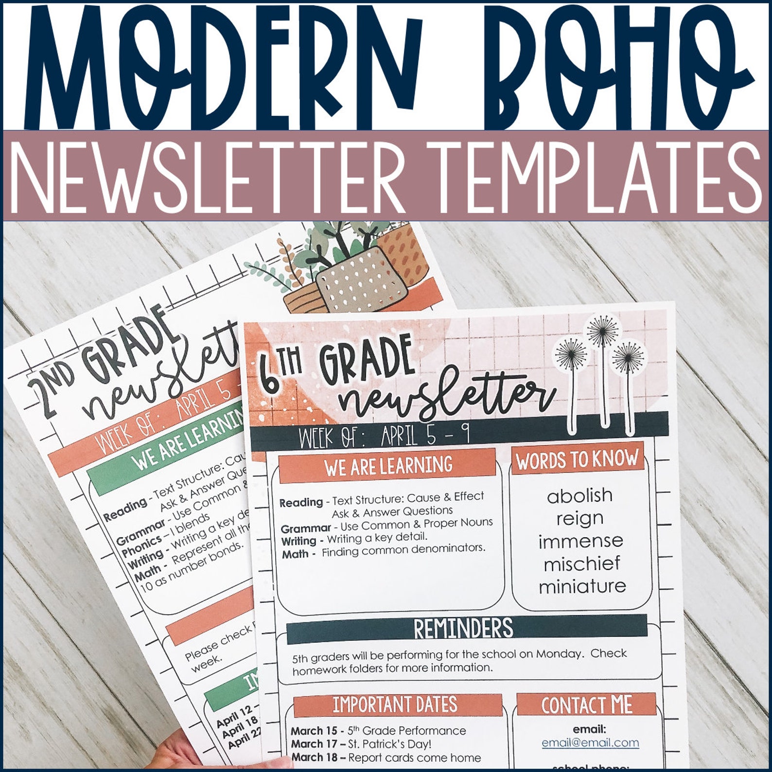 Modern Boho Newsletter Templates - Etsy