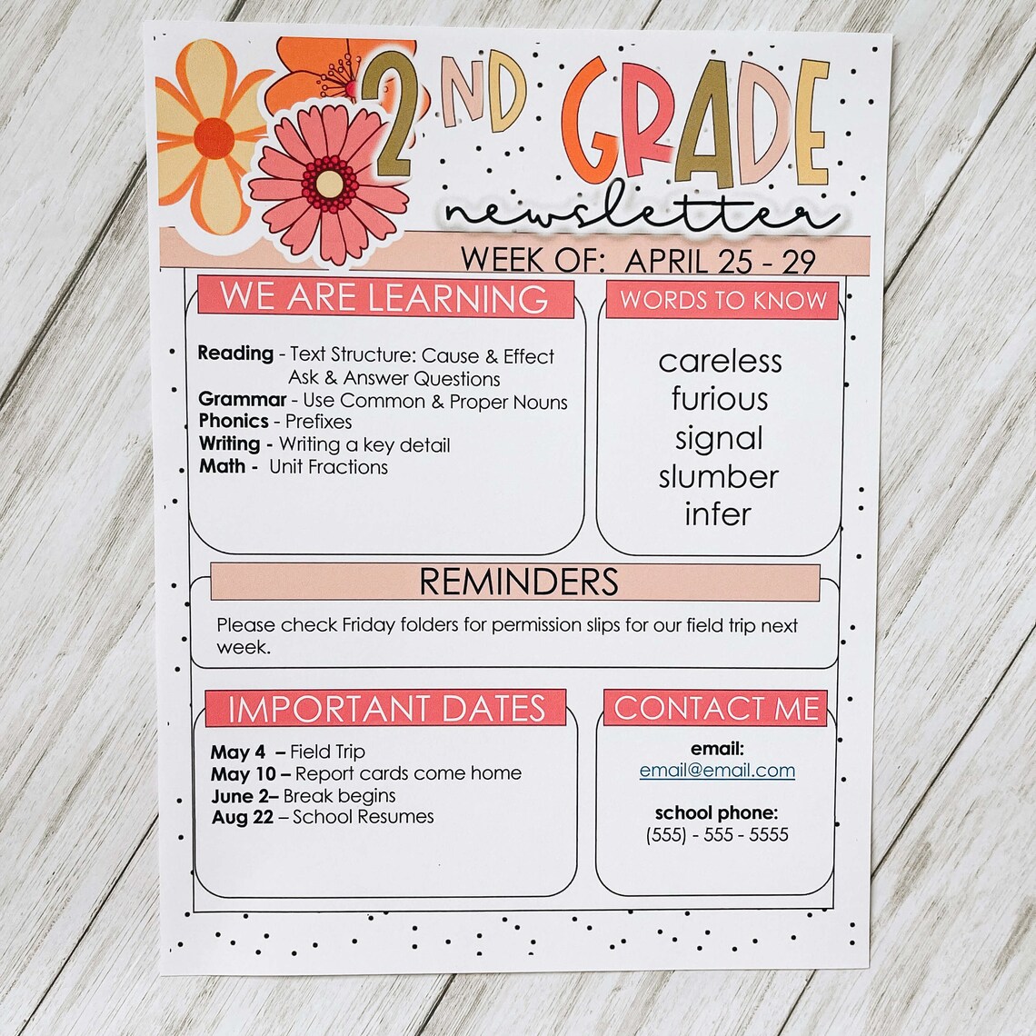 Retro Classroom Newsletter Templates - Etsy