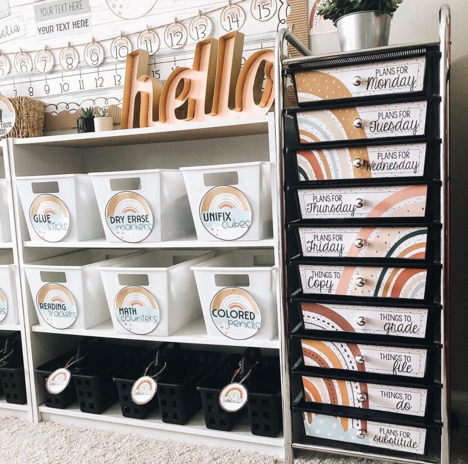 Boho Rainbow 10 Drawer Organizer Labels - Etsy