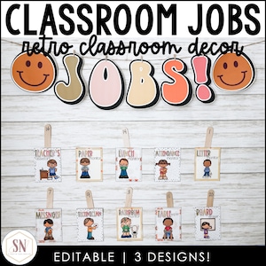 Retro Classroom Decor | Classroom Jobs Display - Etsy