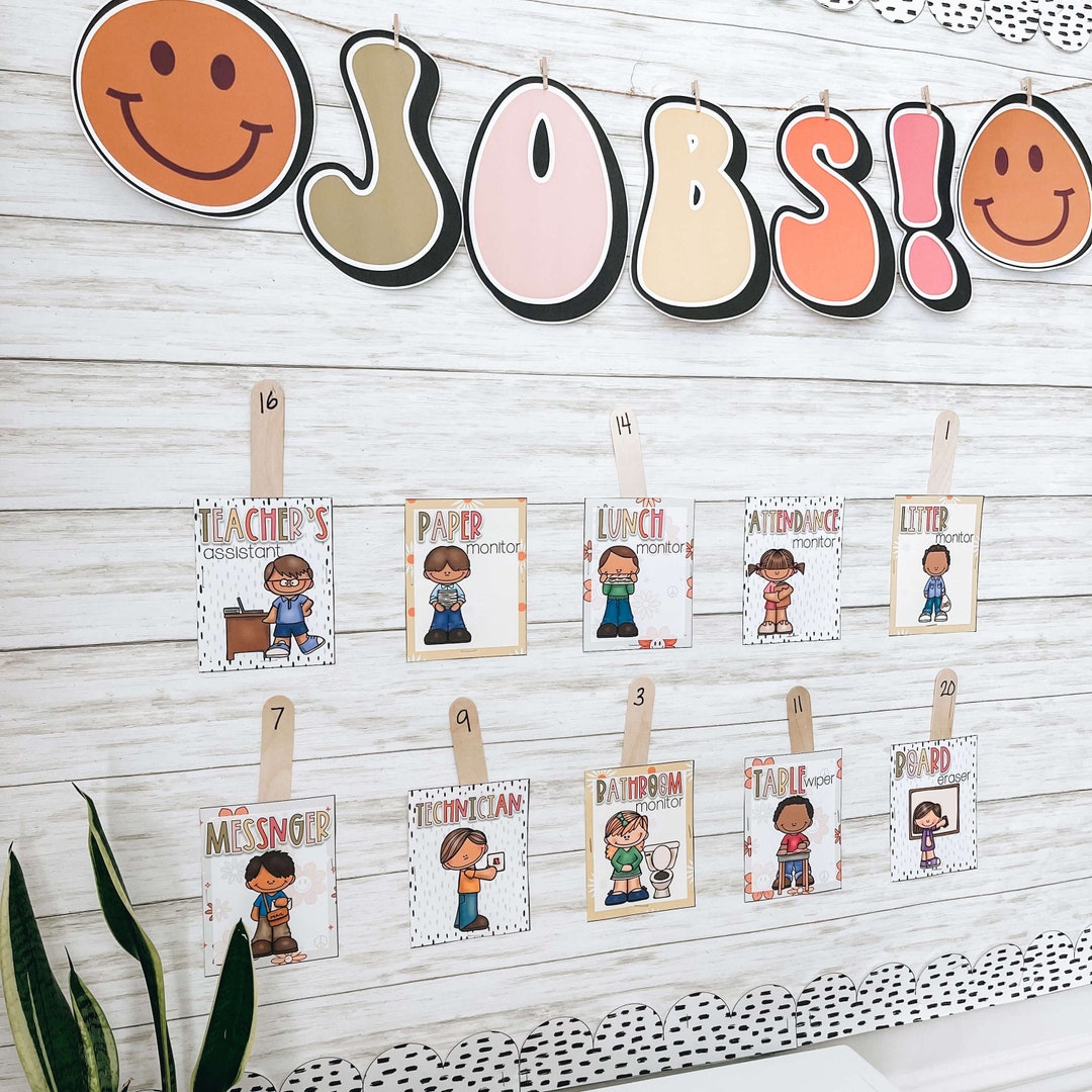 Retro Classroom Decor | Classroom Jobs Display - Etsy