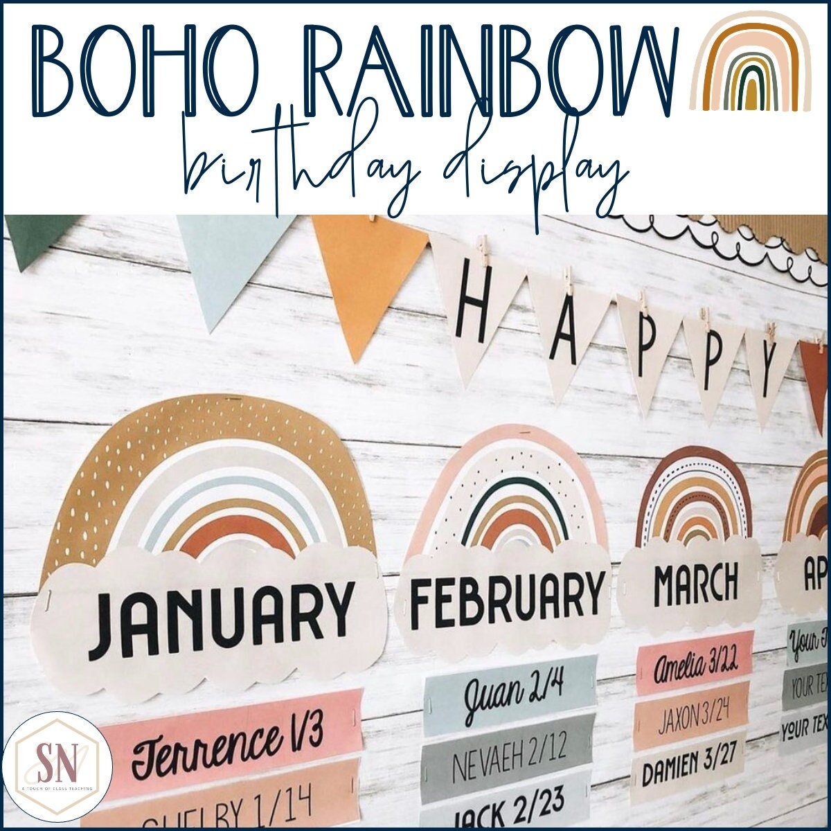 Boho Rainbow Class Birthday Display - Etsy Australia