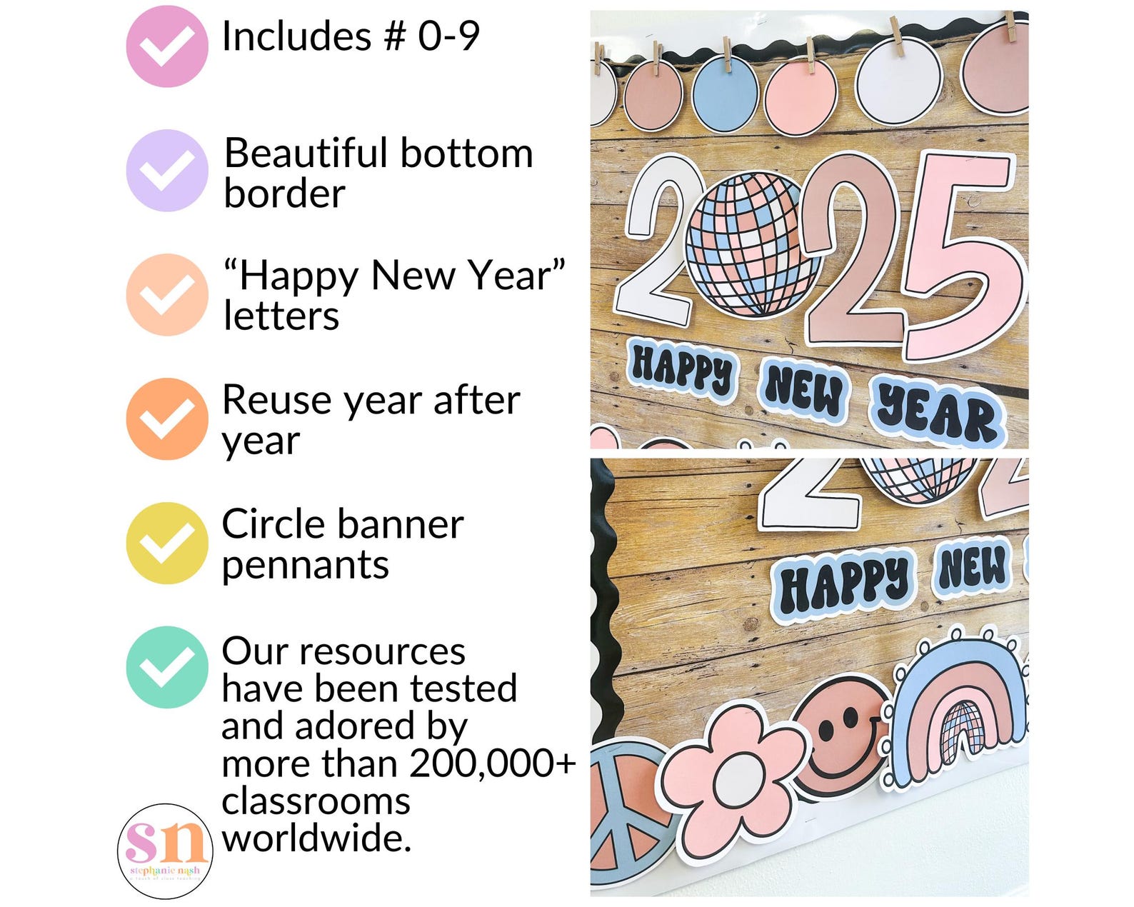 New Years Bulletin Board Kit in Muted Colors | January Bulletin Board ...
