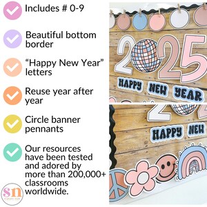 New Years Bulletin Board Kit in Muted Colors | January Bulletin Board ...