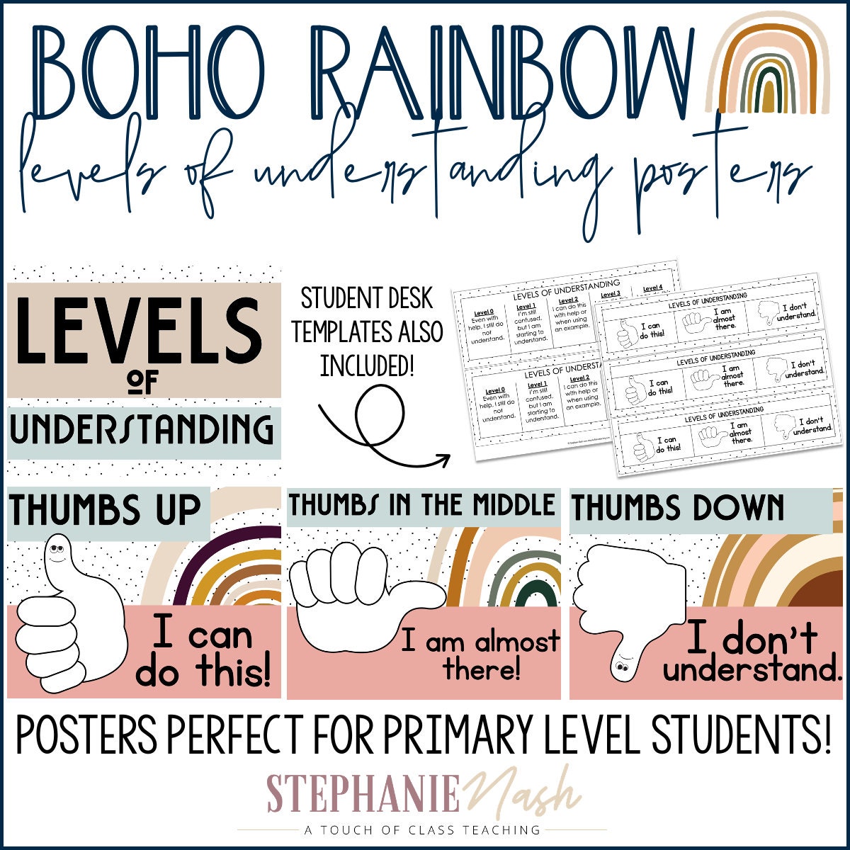 Boho Rainbow Levels of Understanding Posters - Etsy