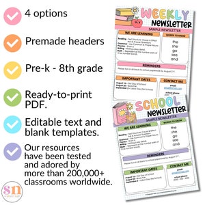 Back to School Newsletters | Editable Newsletter Templates | Classroom ...