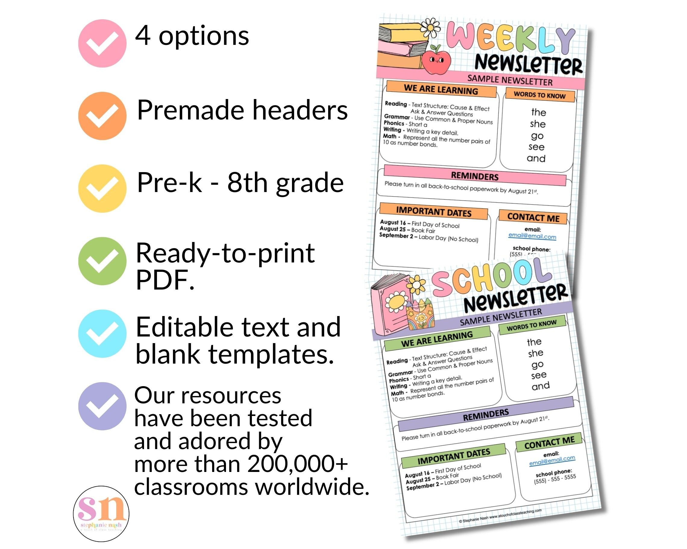 Back to School Newsletters | Editable Newsletter Templates | Classroom ...