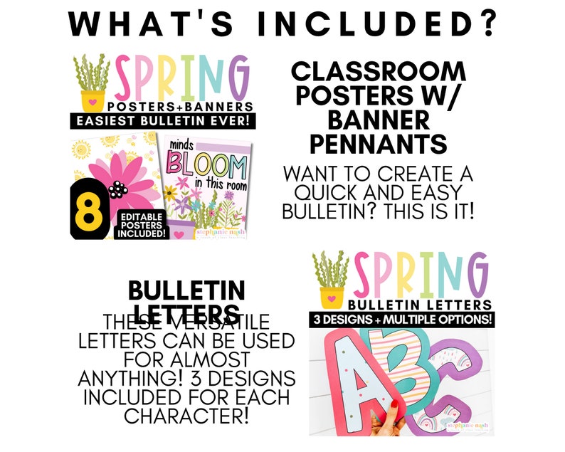 Spring Classroom Decor | Spring Bulletin Letters | Spring Door Decor ...
