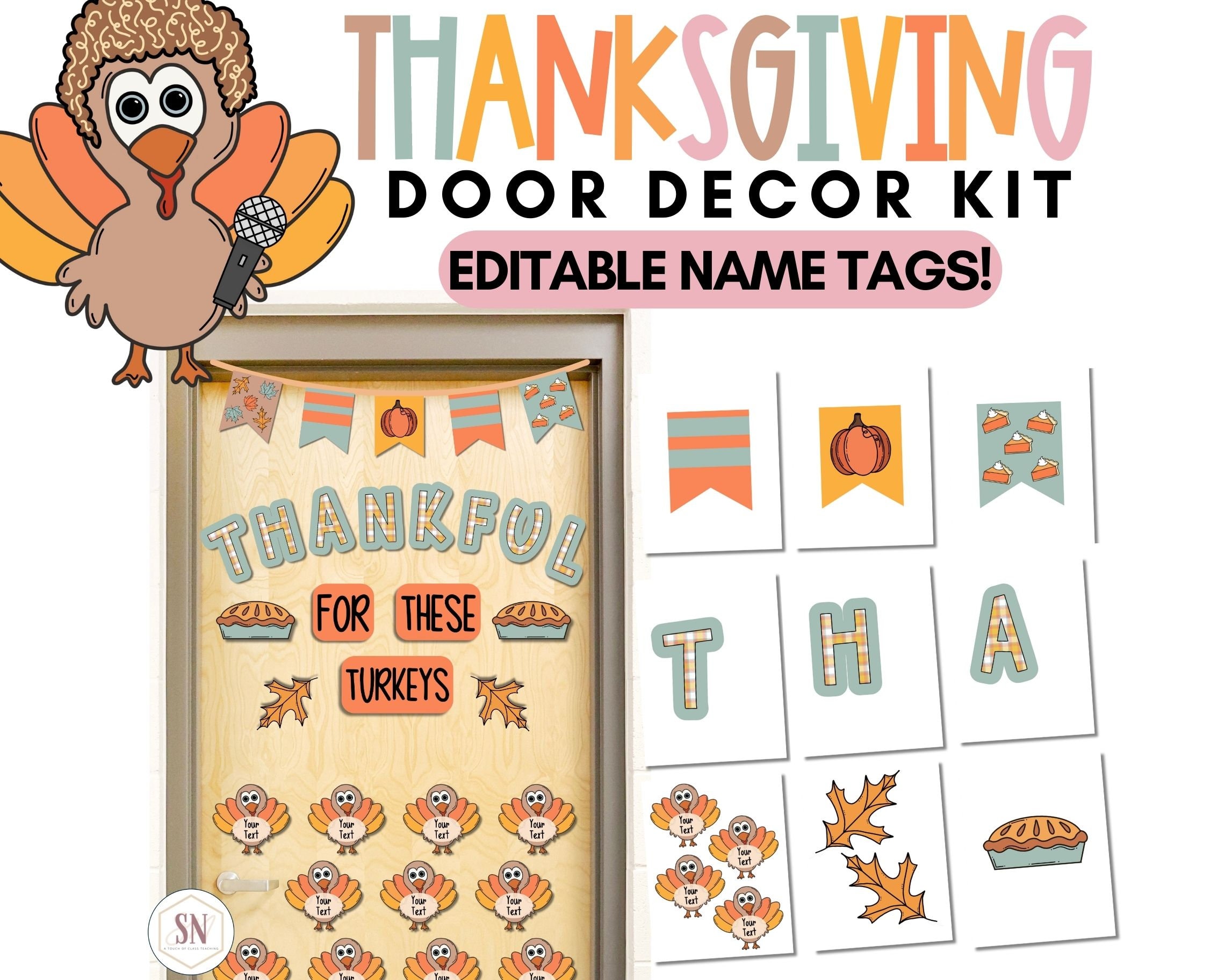 Thanksgiving Door Decor | November Door Decor | Editable - Etsy