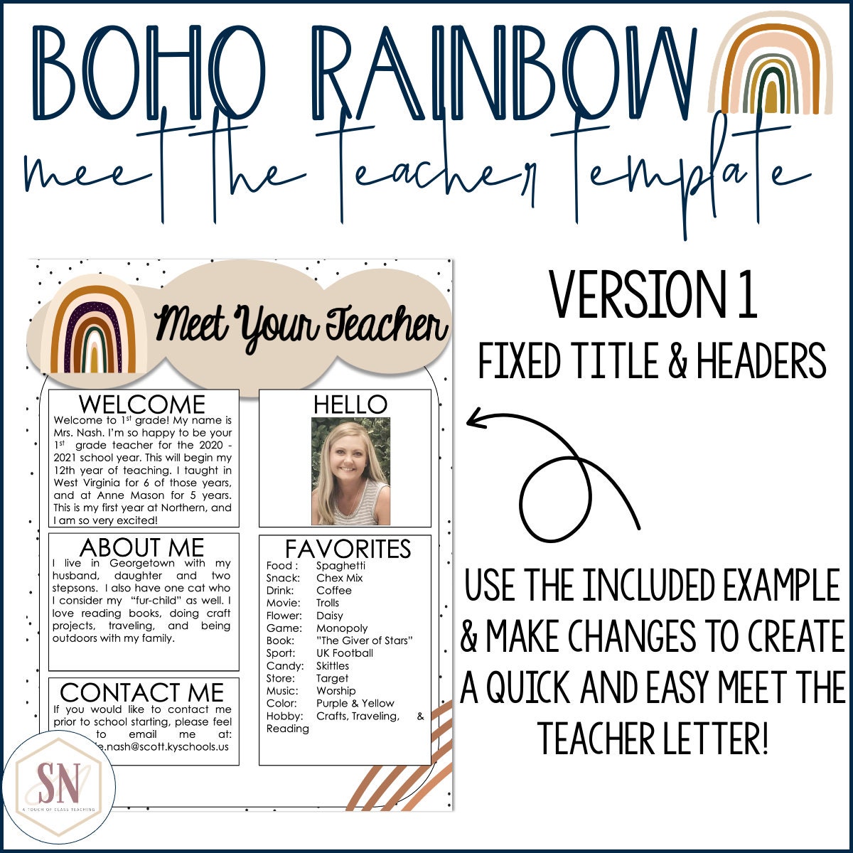 Boho Rainbow Meet the Teacher Templates - Etsy Australia