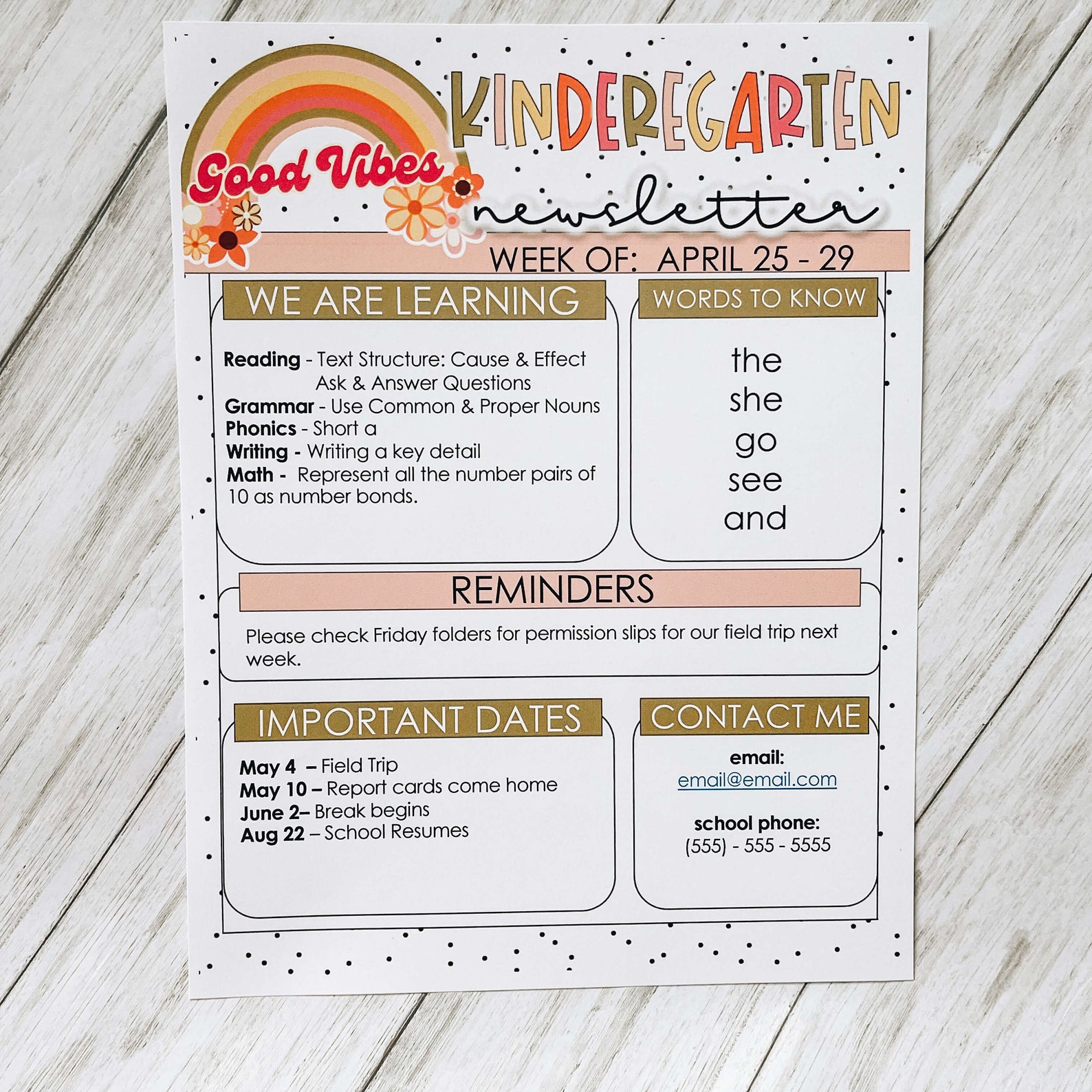 Retro Classroom Newsletter Templates - Etsy