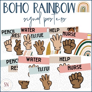 Boho Rainbow Hand Signal Posters - Etsy