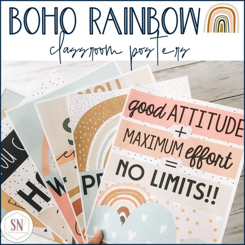 Boho Rainbow Morning Greeting Posters - Etsy