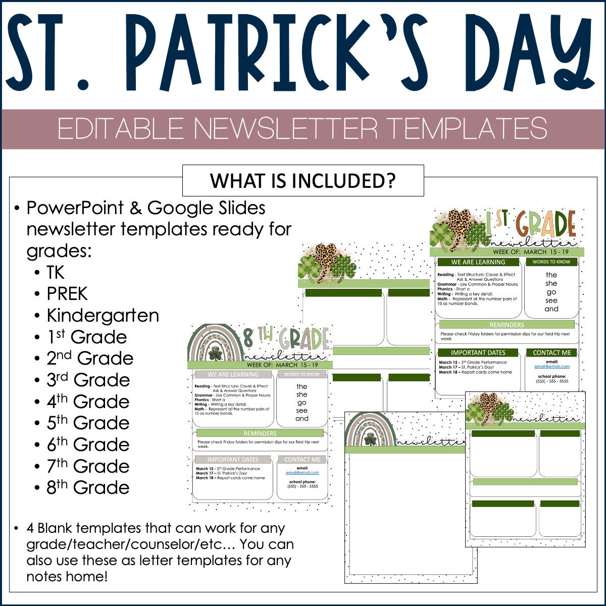 St. Patrick's Day Newsletter Templates - Etsy