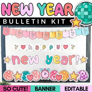New Years Bulletin Board Kit | January Bulletin Board | 2025 New Year ...