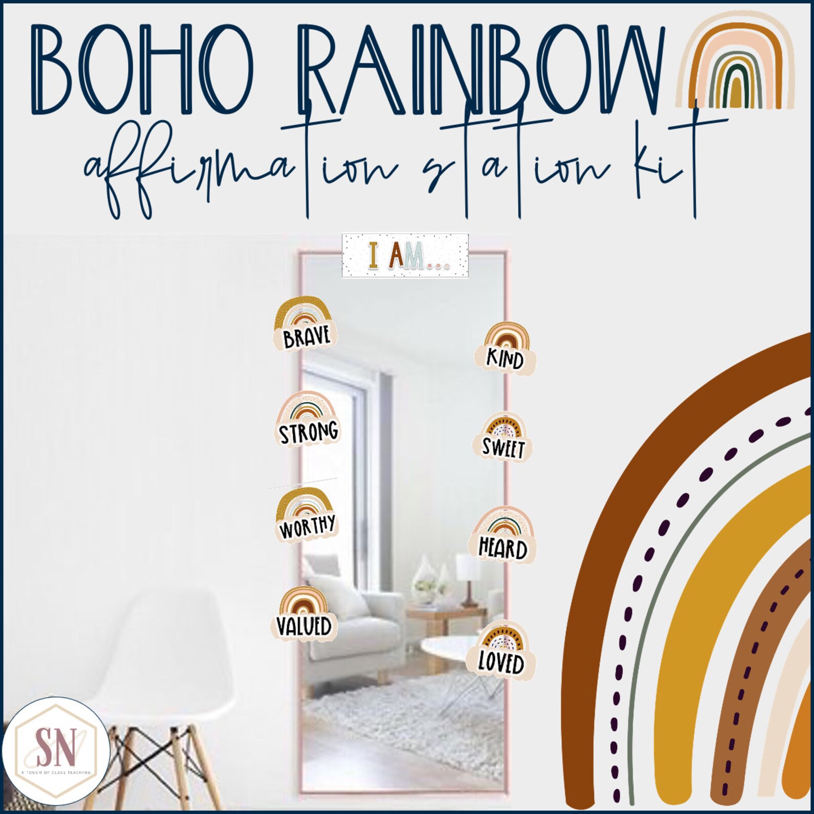 Boho Rainbow Classroom Affirmation Station - Etsy