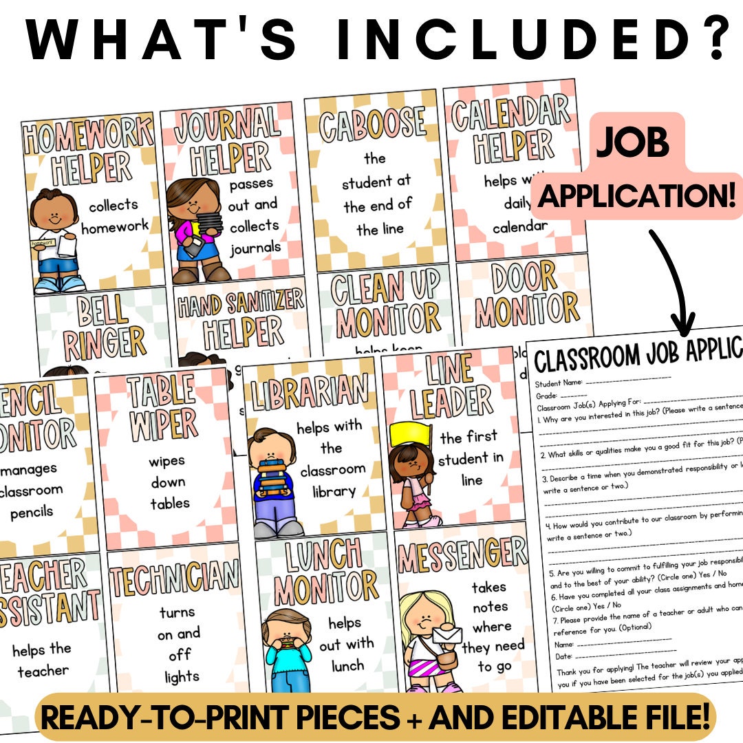 Calm Pastel Classroom Decor | Classroom Jobs Kit | Editable | *NEW - Etsy