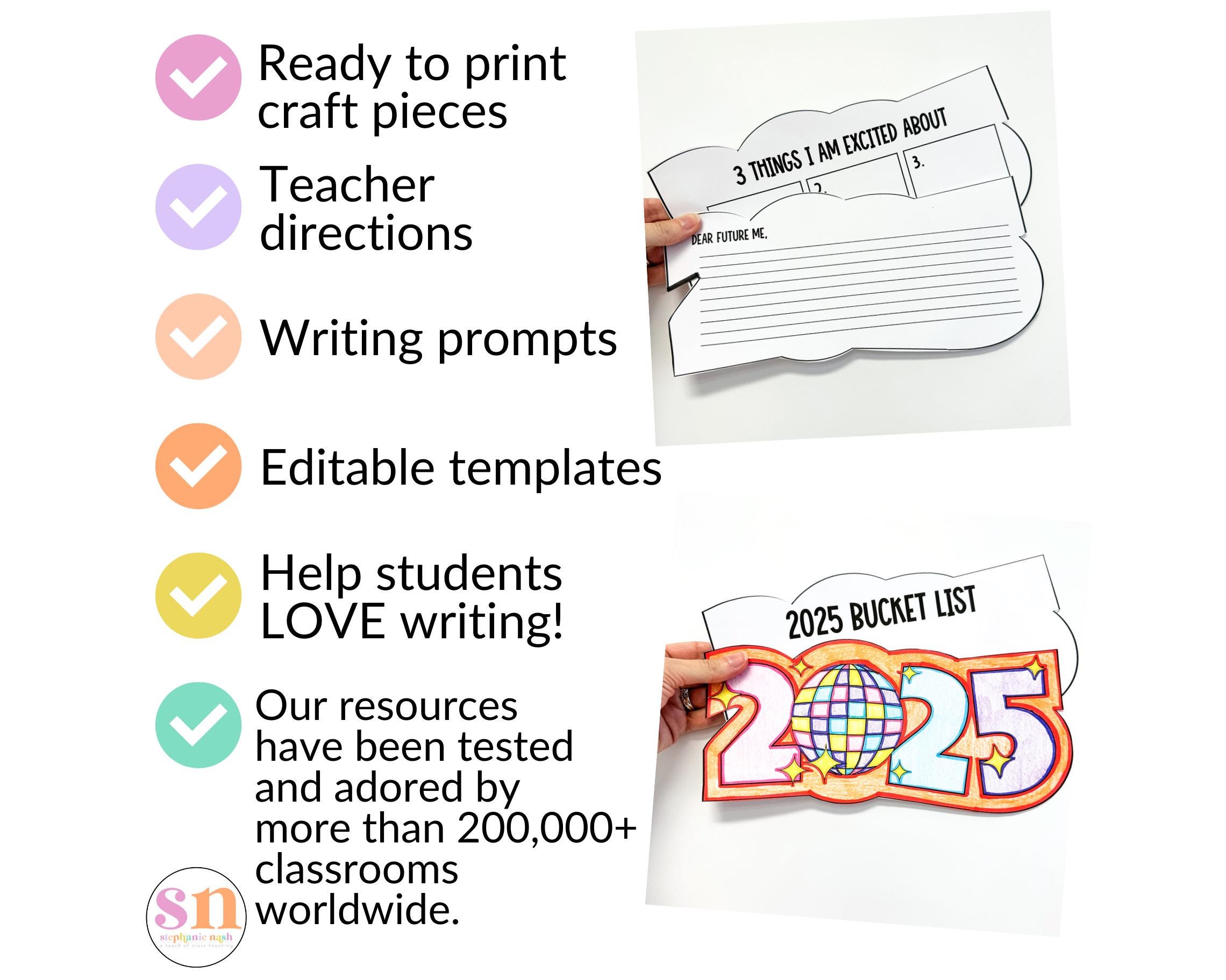 2025 New Years Craft + New Year Writing Activity | New Years Resolution ...