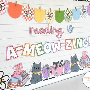 Reading Cats Bulletin Board | Library Bulletin Board Ideas | Reading ...